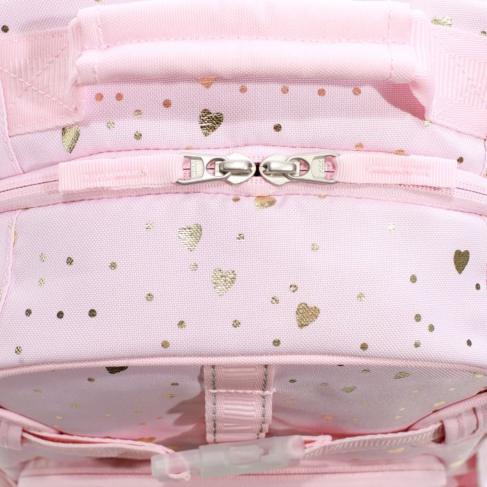 Mackenzie Blush Foil Scattered Hearts Backpacks | Pottery Barn Kids