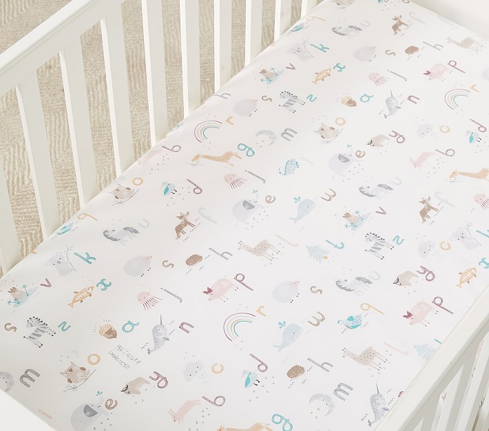 Quincy ABC Organic Crib Fitted Sheet | Pottery Barn Kids