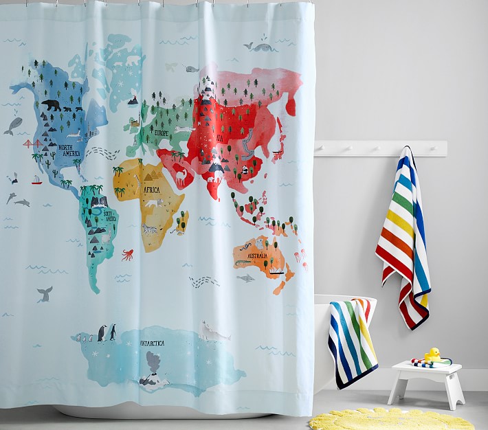 Map Shower Curtain | Pottery Barn Kids