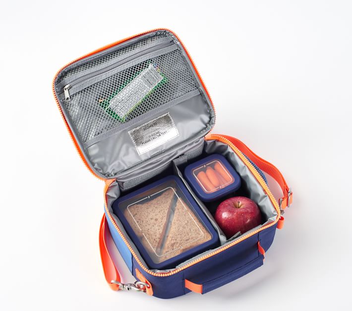 Astor Blue Navy Orange Lunch Boxes | Pottery Barn Kids