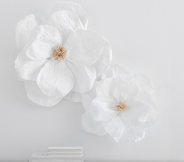 Jumbo Crepe White Paper Flowers Set of 2 | Pottery Barn Kids