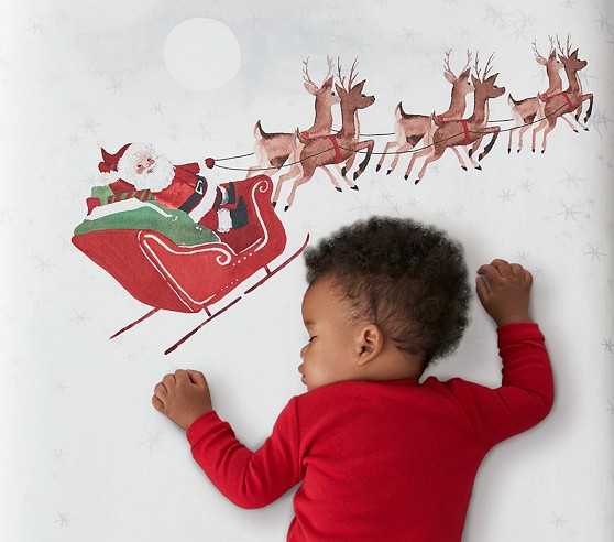 Organic Heritage Santa Picture Perfect Crib Fitted Sheet | Pottery Barn ...