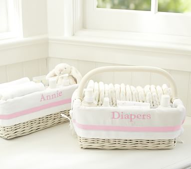 Light Pink Harper Changing Table Organizer Liners | Pottery Barn Kids