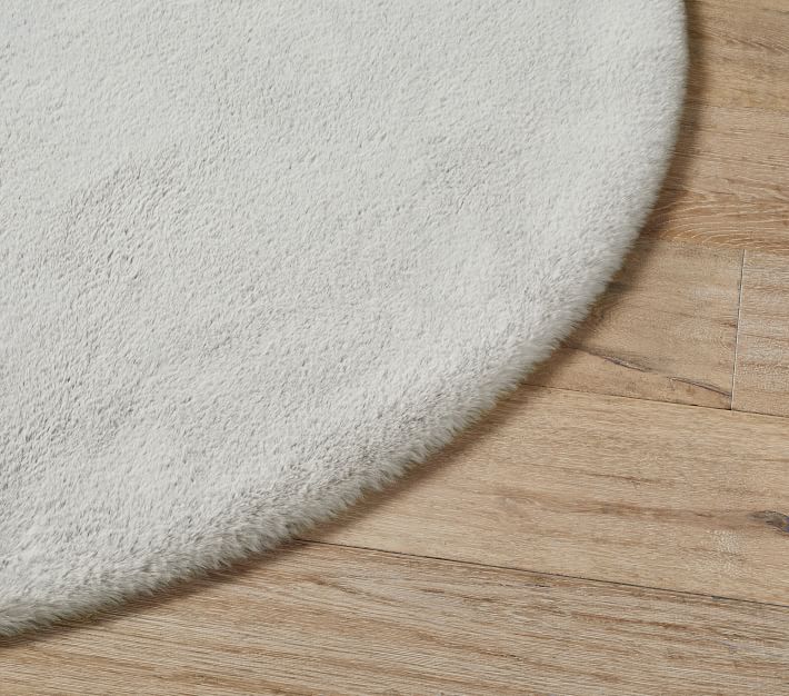 Machine Washable Faux Fur Nursery Round Rug | Pottery Barn Kids