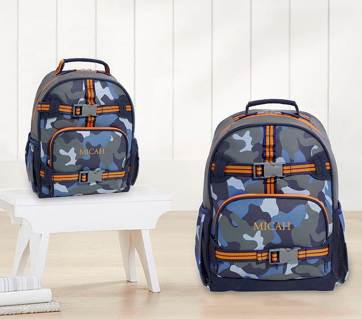 Mackenzie Blue Grey Camo Glow-In-The-Dark Backpacks | Pottery Barn Kids