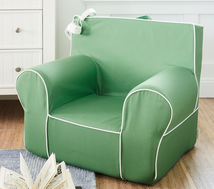 Green With White Piping Anywhere Chair® - Kids Armchair | Pottery Barn Kids