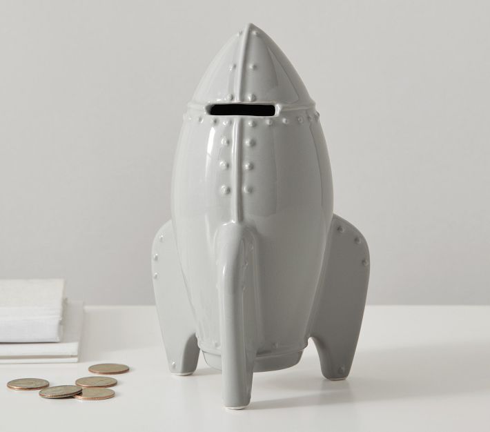 Ceramic Rocket Ship Bank | Pottery Barn Kids