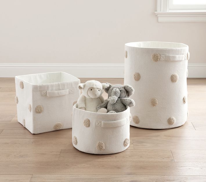 Embroidered Dot Cube Storage | Pottery Barn Kids