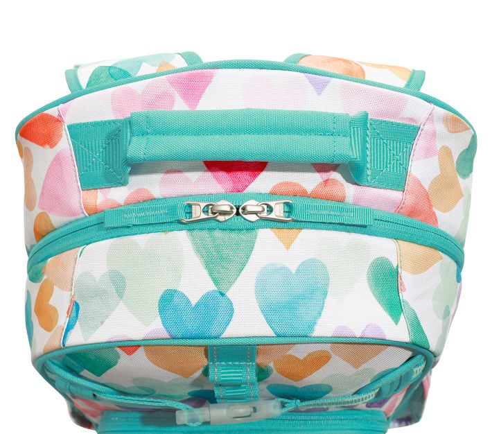 Mackenzie Aqua Rainbow Hearts Backpacks | Pottery Barn Kids