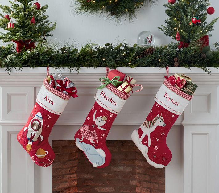 Glow-in-the-Dark Quilted Christmas Stocking Collection | Pottery Barn Kids