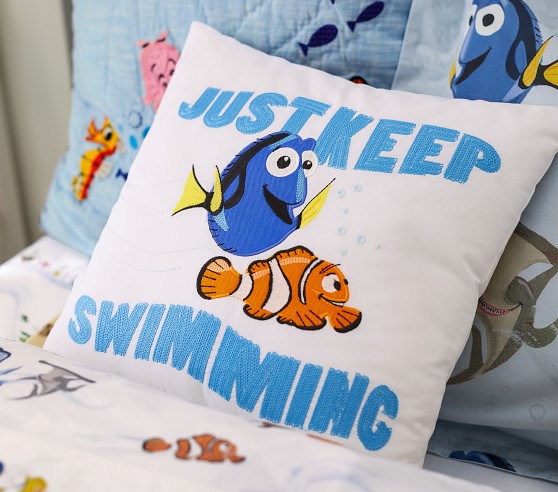 Disney and Pixar Finding Nemo Just Keep Swimming Pillow | Pottery Barn Kids