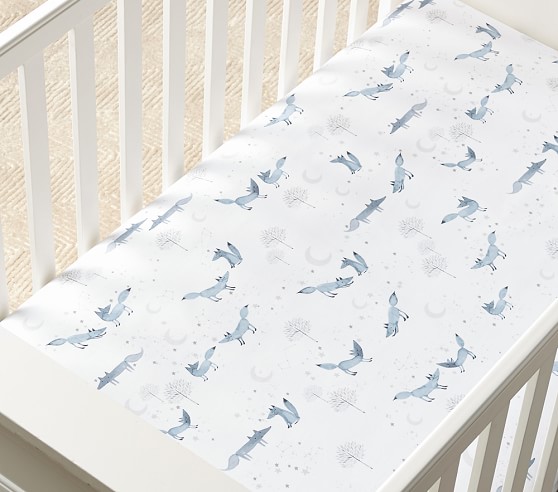 Organic Flannel Forest Fox Crib Sheets | Pottery Barn Kids