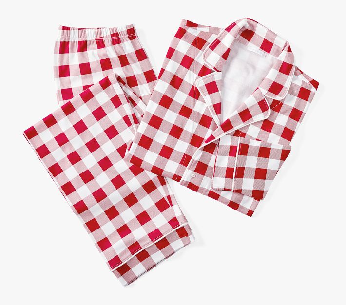 Adult Silky Tencel Check Pajama Set | Pottery Barn Kids