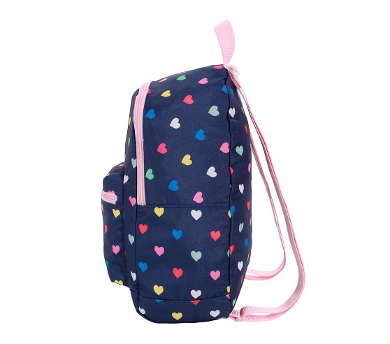 Mackenzie Navy Pink Multi Hearts Packaway Backpack | Pottery Barn Kids
