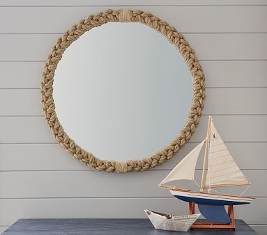 Braided Natural Rope Round Mirror | Pottery Barn Kids