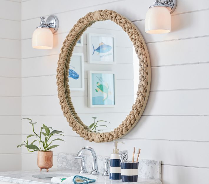 Braided Natural Rope Round Mirror | Pottery Barn Kids