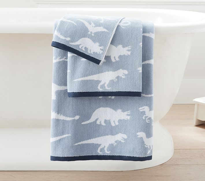 Finn Dino Bath Collection Set - Towels, Shower Curtain, Bath Mat ...