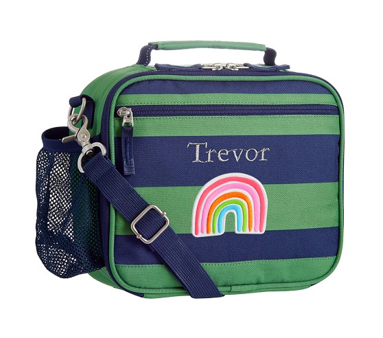 Fairfax Green & Navy Stripe Classic Kids Lunch Box | Pottery Barn Kids