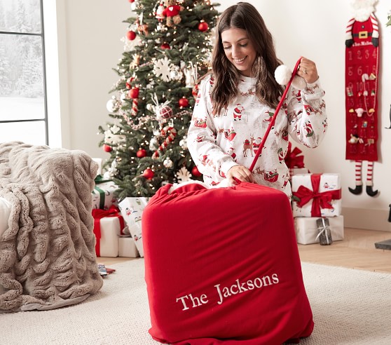 Red Velvet Santa Bags | Pottery Barn Kids