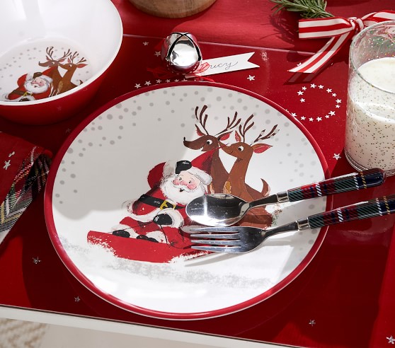 Jolly Santa Plates | Kids Christmas Plates | Pottery Barn Kids