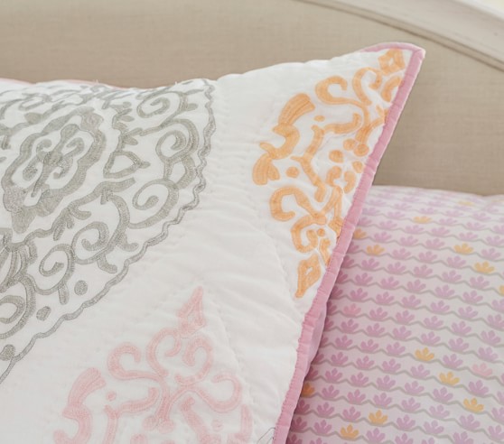 Cassandra Embroidered Metallic Kids' Comforter Set | Pottery Barn Kids