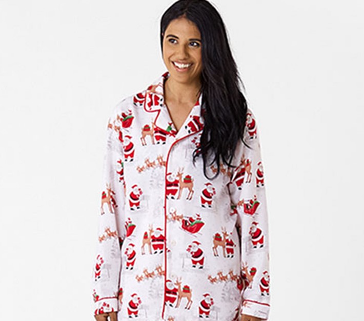 Adult Heritage Santa Flannel Pajama | Pottery Barn Kids