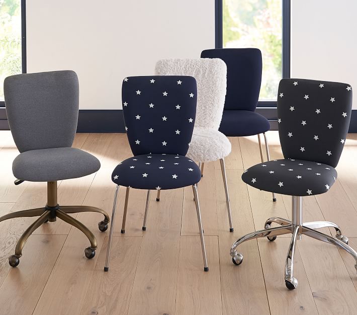 Square Stationary Upholstered Kids Desk Chair | Pottery Barn Kids