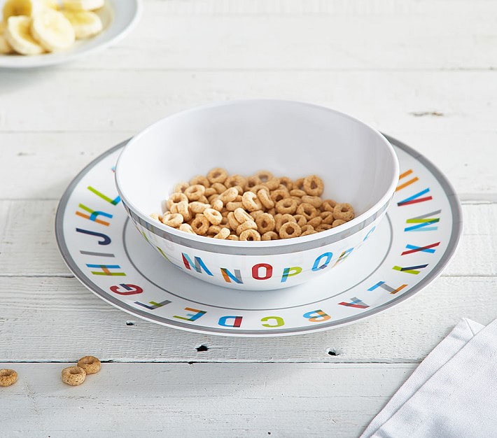 Primary Alphabet Kids Plate and Bowl | Pottery Barn Kids