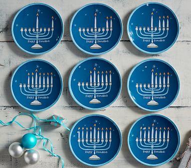 Hanukkah Set Of 8 Plates | Hanukkah Table Decor | Pottery Barn Kids