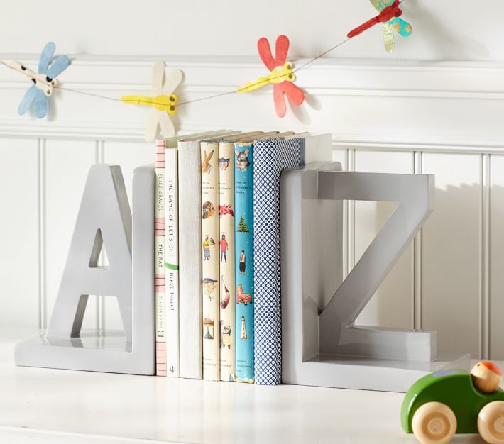 Gray A-Z Kids Bookends | Pottery Barn Kids
