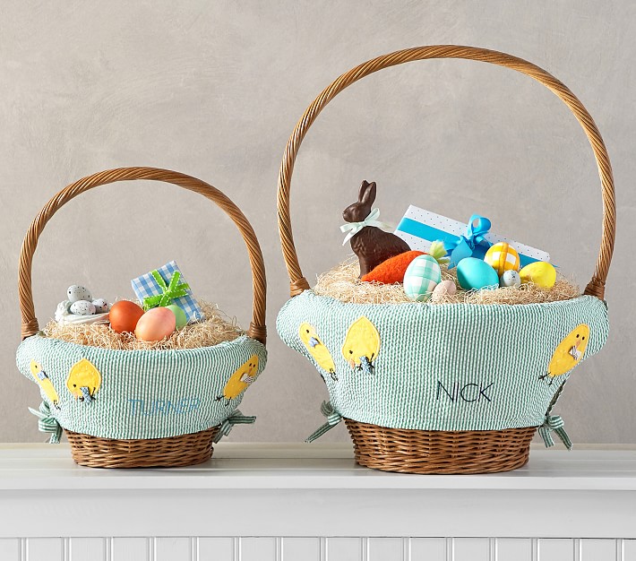 Green Seersucker Easter Basket | Pottery Barn Kids
