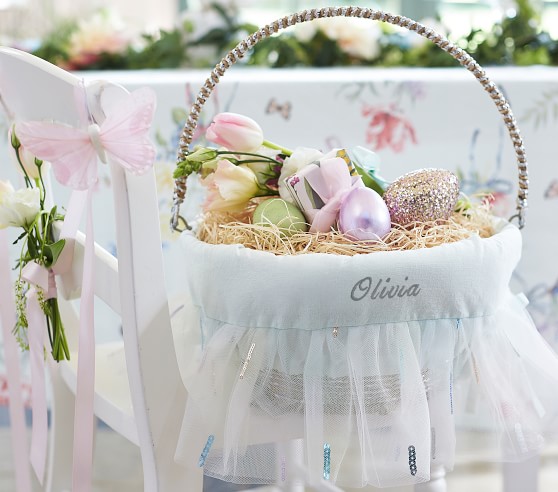 Monique Lhuillier Sequin Tulle Easter Basket | Pottery Barn Kids