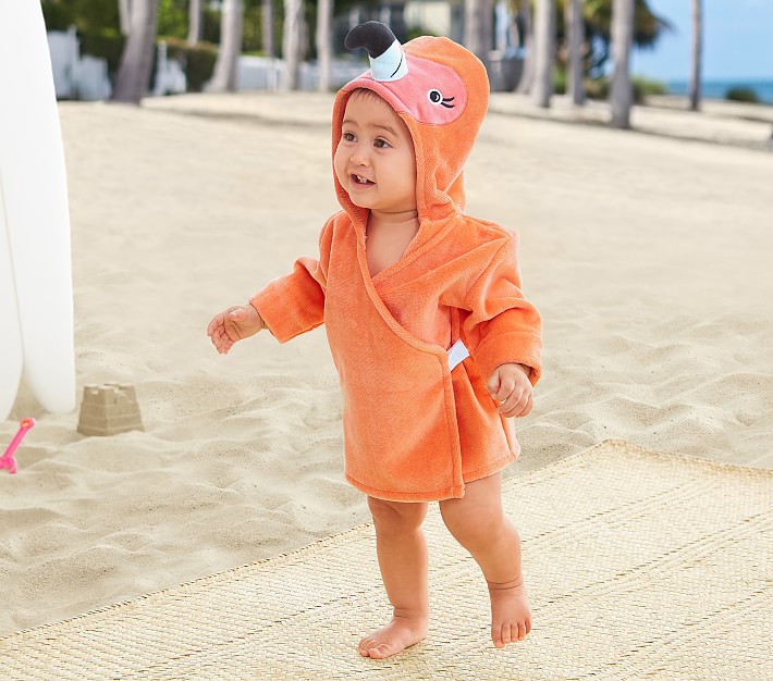 Flamingo Baby Critter Robe | Pottery Barn Kids