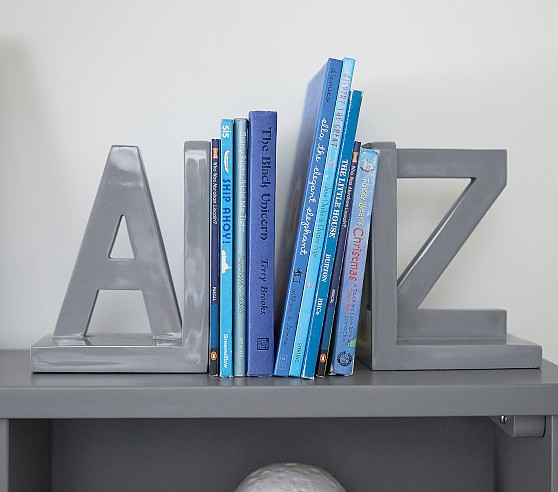 Gray A-Z Kids Bookends | Pottery Barn Kids