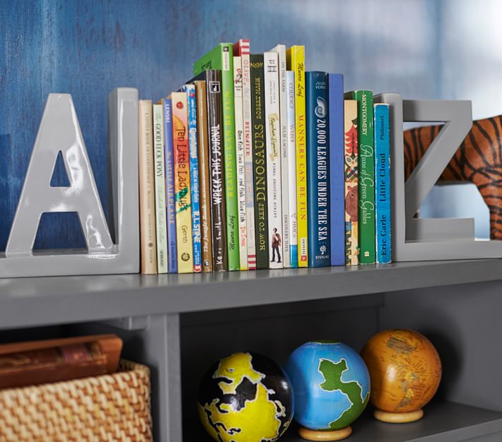 Gray A-Z Kids Bookends | Pottery Barn Kids