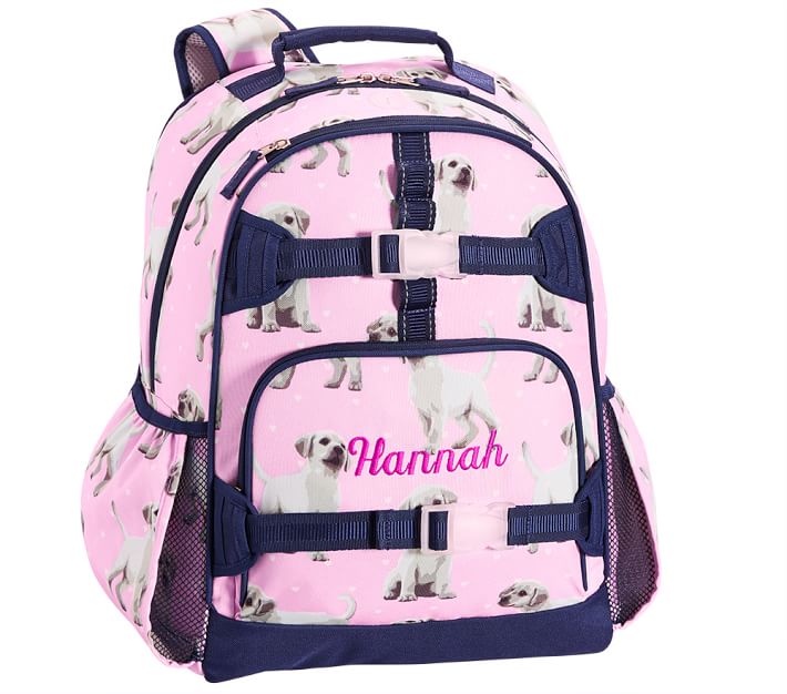 Mackenzie Pink & Navy Puppy Girls Backpack | Pottery Barn Kids