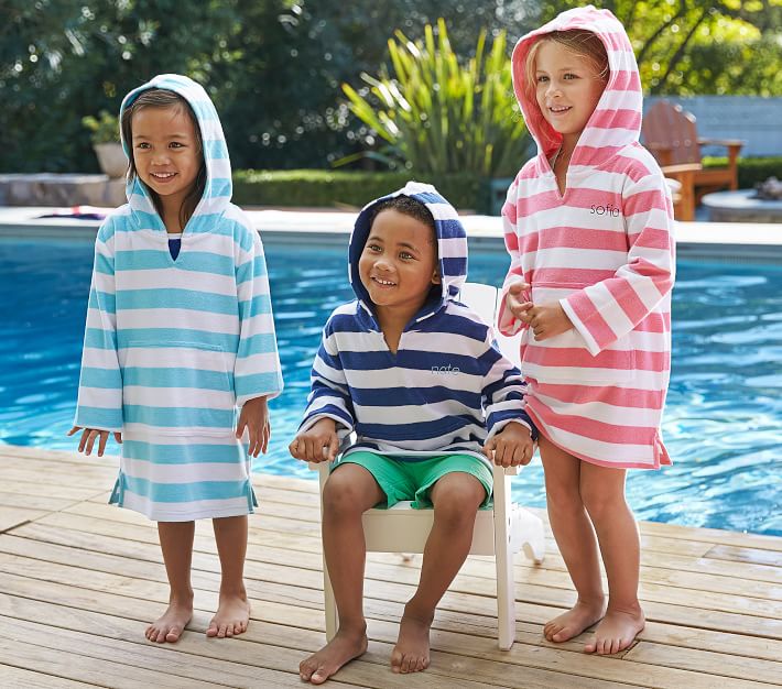 Aqua Stripe Kids Swim Cover Up | Pottery Barn Kids