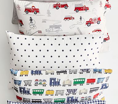 Organic Flannel Train Kids' Sheet Set | Pottery Barn Kids