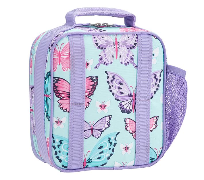 Aqua Lavender Pretty Butterflies Classic Kids Lunch Box | Pottery Barn Kids