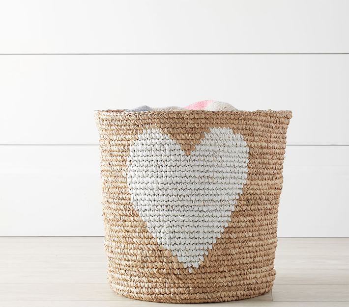 Raffia Heart Baskets | Kids Storage | Pottery Barn Kids
