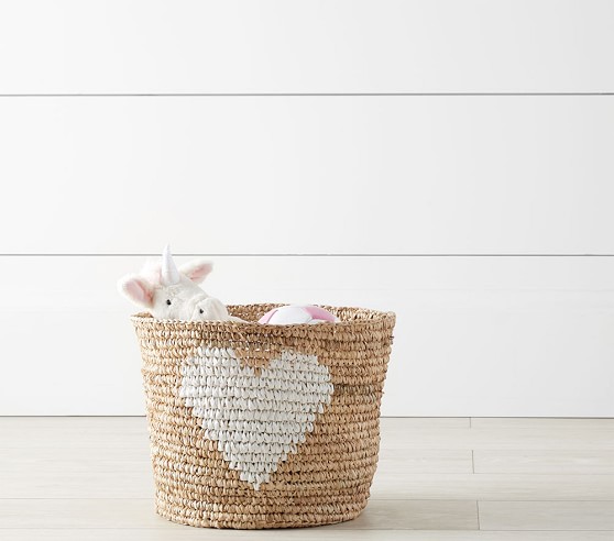 Raffia Heart Baskets | Kids Storage | Pottery Barn Kids