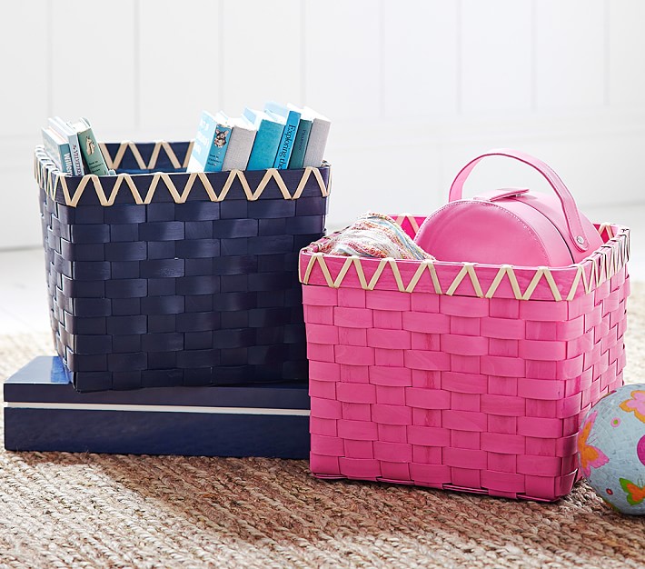 Navy & Pink Emory Basket | Kids Storage | Pottery Barn Kids