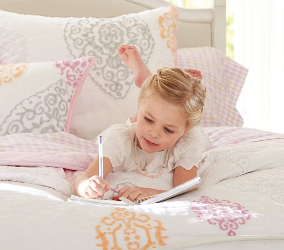 Cassandra Embroidered Metallic Kids' Comforter Set | Pottery Barn Kids