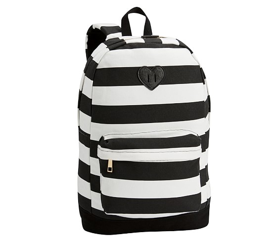 The Emily & Meritt Black/White Stripe Girls Backpack | Pottery Barn Kids
