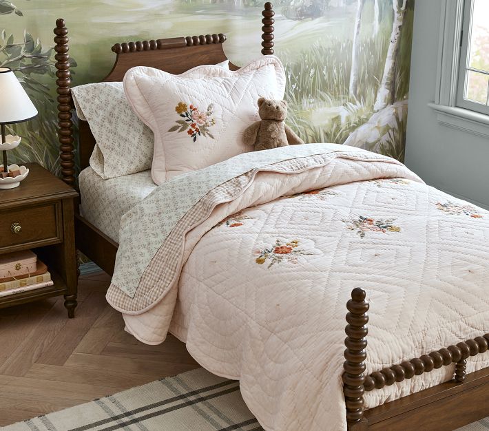 Chris Loves Julia Reversible Floral Embroidered Quilt & Shams | Pottery ...