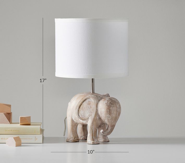 Carved Wood Elephant Table Lamp | Pottery Barn Kids