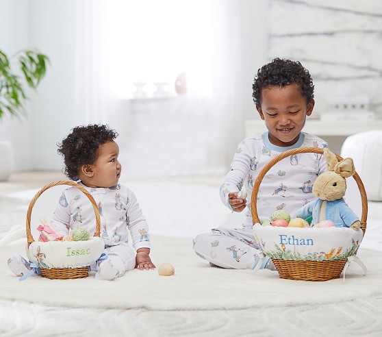 Peter Rabbit™ Bunny Script Easter Basket Liner | Pottery Barn Kids