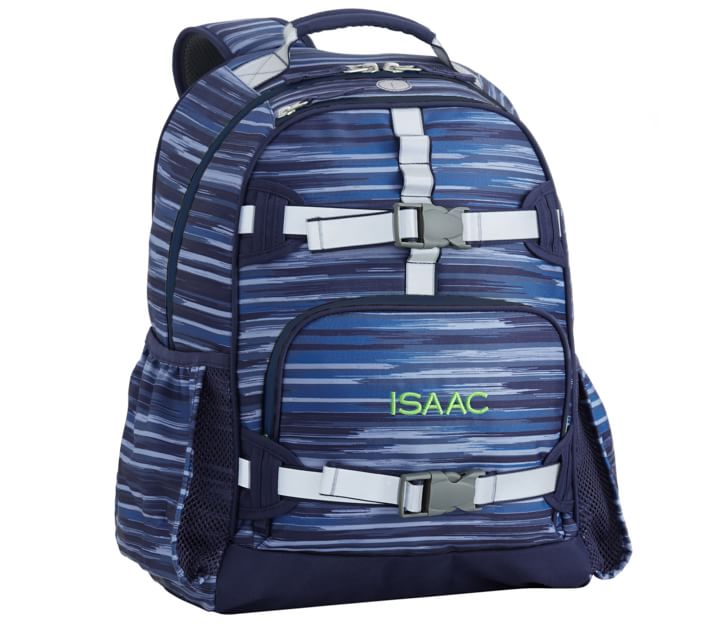 Mackenzie Blue Abstract Stripe Reflective Backpacks | Pottery Barn Kids