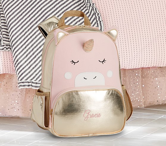 The Emily & Meritt Gold Unicorn Critter Kids Backpack | Pottery Barn Kids