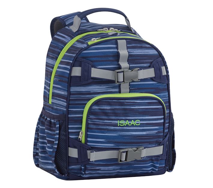 Mackenzie Blue Abstract Stripe Reflective Backpacks | Pottery Barn Kids